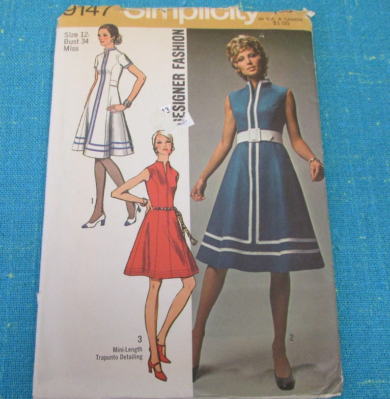 1970 Simplicity Sewing Pattern 9147 Misses Fit N Flare | Etsy
