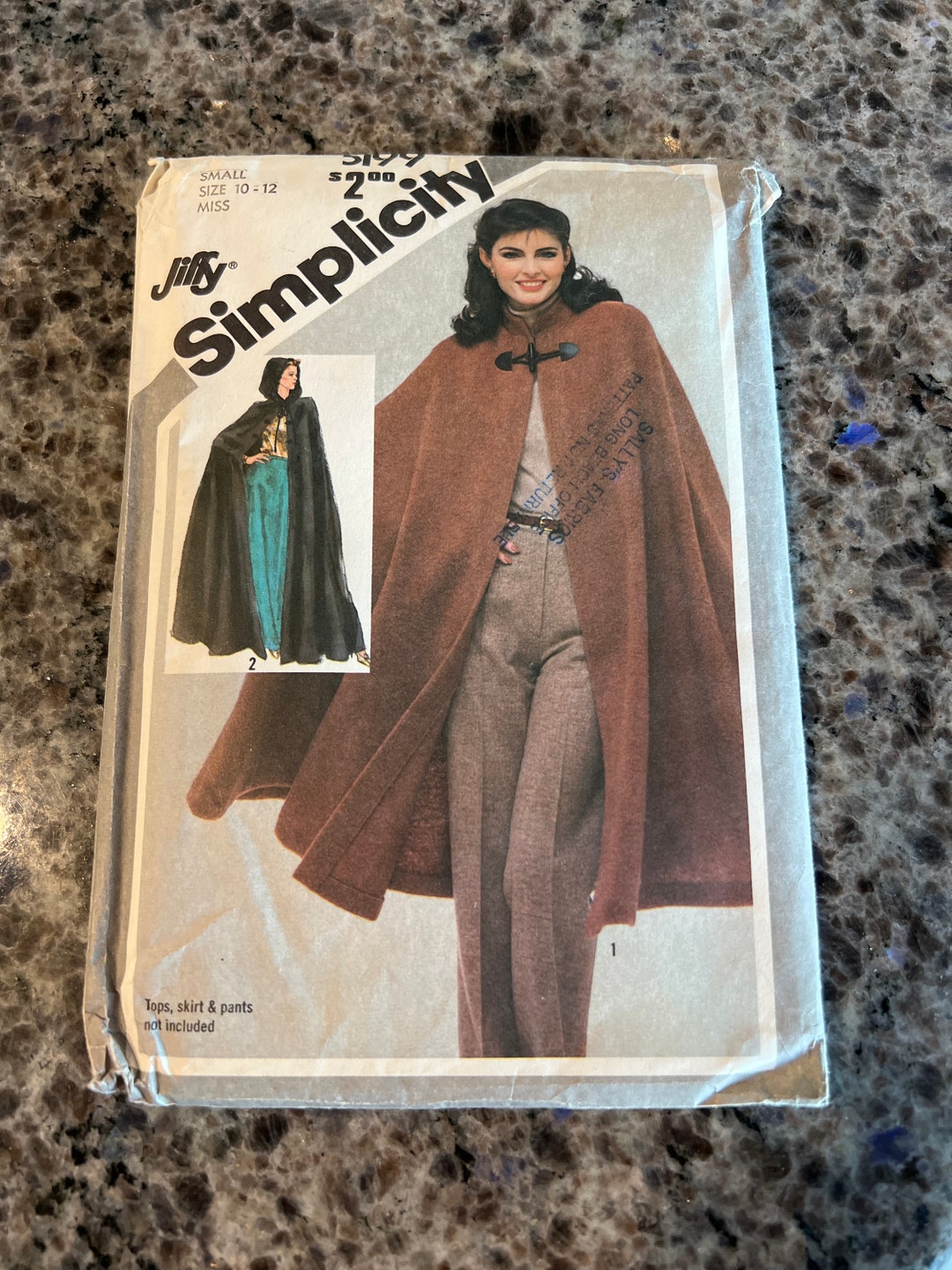 1981 Simplicity Sewing Pattern 5199 Misses Long or Short Hooded Cape ...