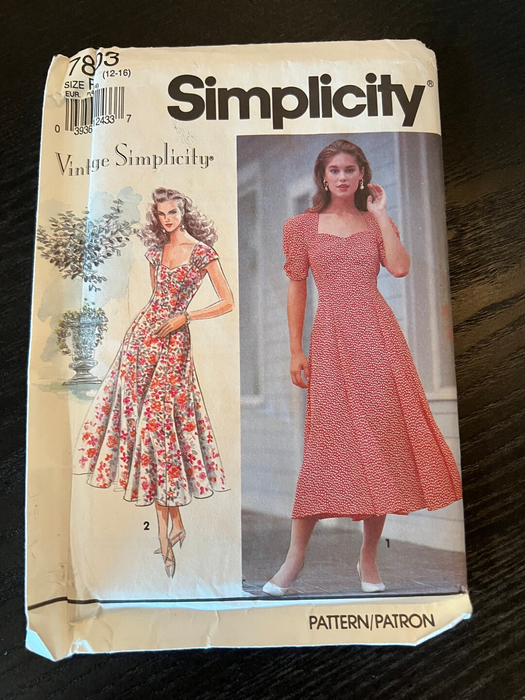1990 Simplicity Vintage Remake Sewing Pattern 7803 Sweetheart Neckline ...
