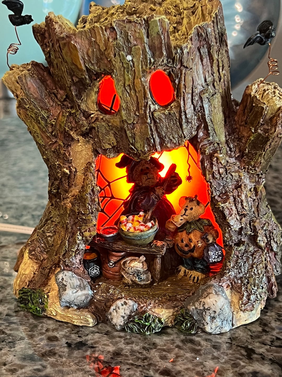 RARE Boyds Bears HALLOWEEN Resin Esmeralda's Spooky Hollow Lighted Tree ...