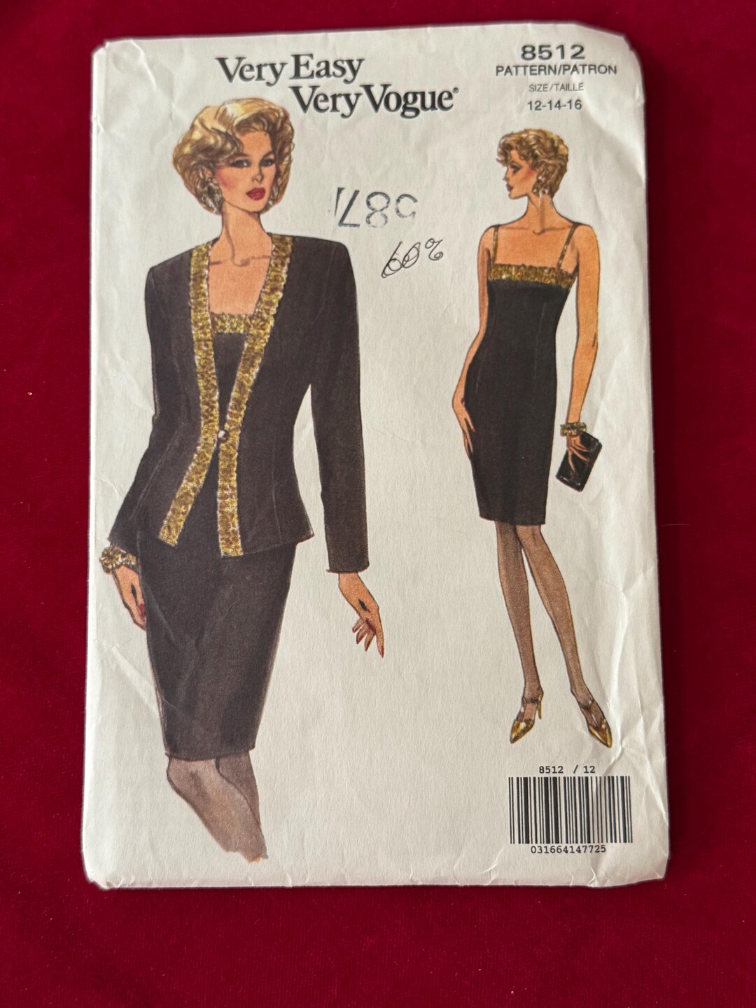 1990'S Vogue Sewing Pattern 8512 Misses Slip Evening Dress With Fitted ...