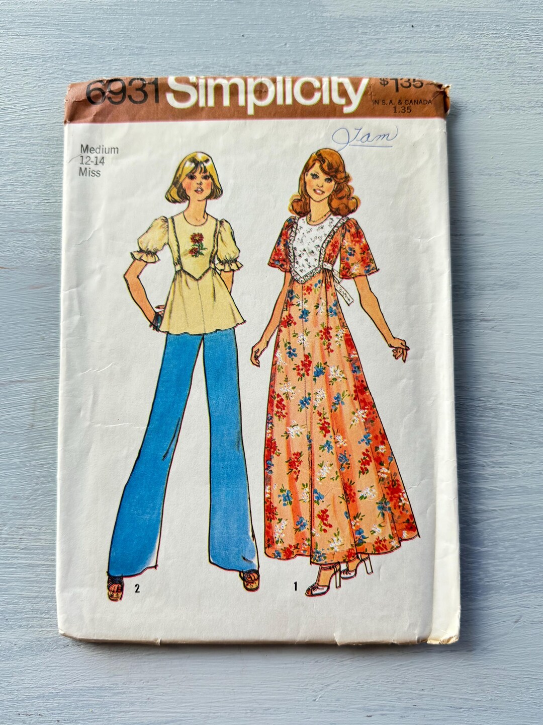 1975 Simplicity Sewing Pattern 6931 Misses Boho Yoke Front Long Maxi ...