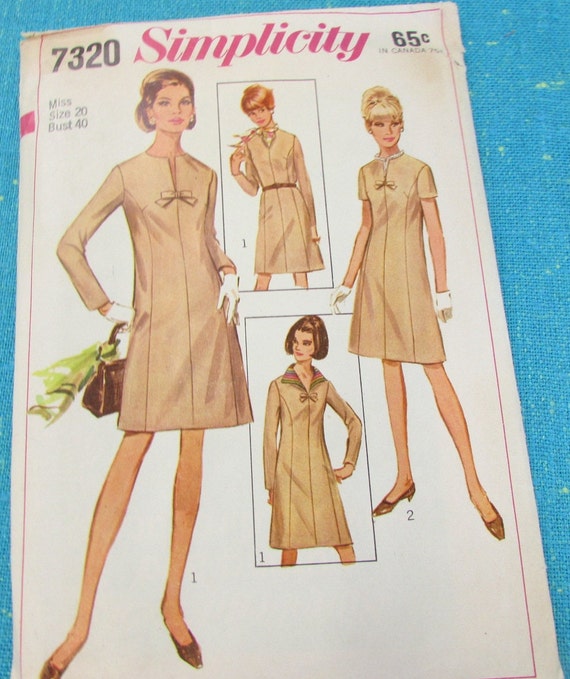 RARE 1967 Simplicity Sewing Pattern 7320 Misses Collarless | Etsy