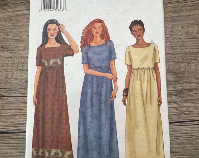 2000 Butterick Sewing Pattern 6931 Misses Loose Pulliver Mid Length Dress or Caftan Size 14-18 ...