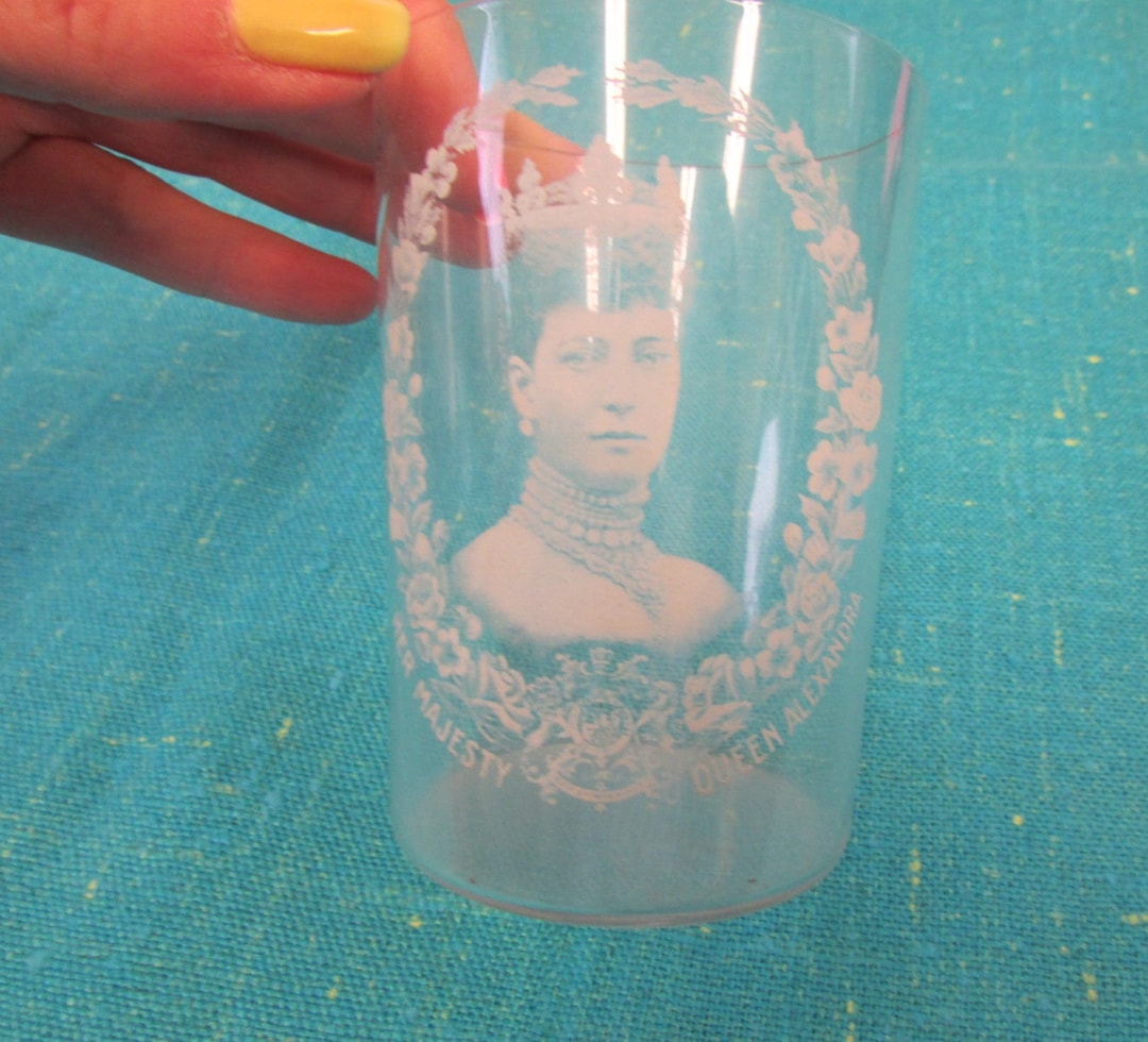 RARE Antique Etched Glass With her Majesty Queen Alexandra Tumbler, 4 ...