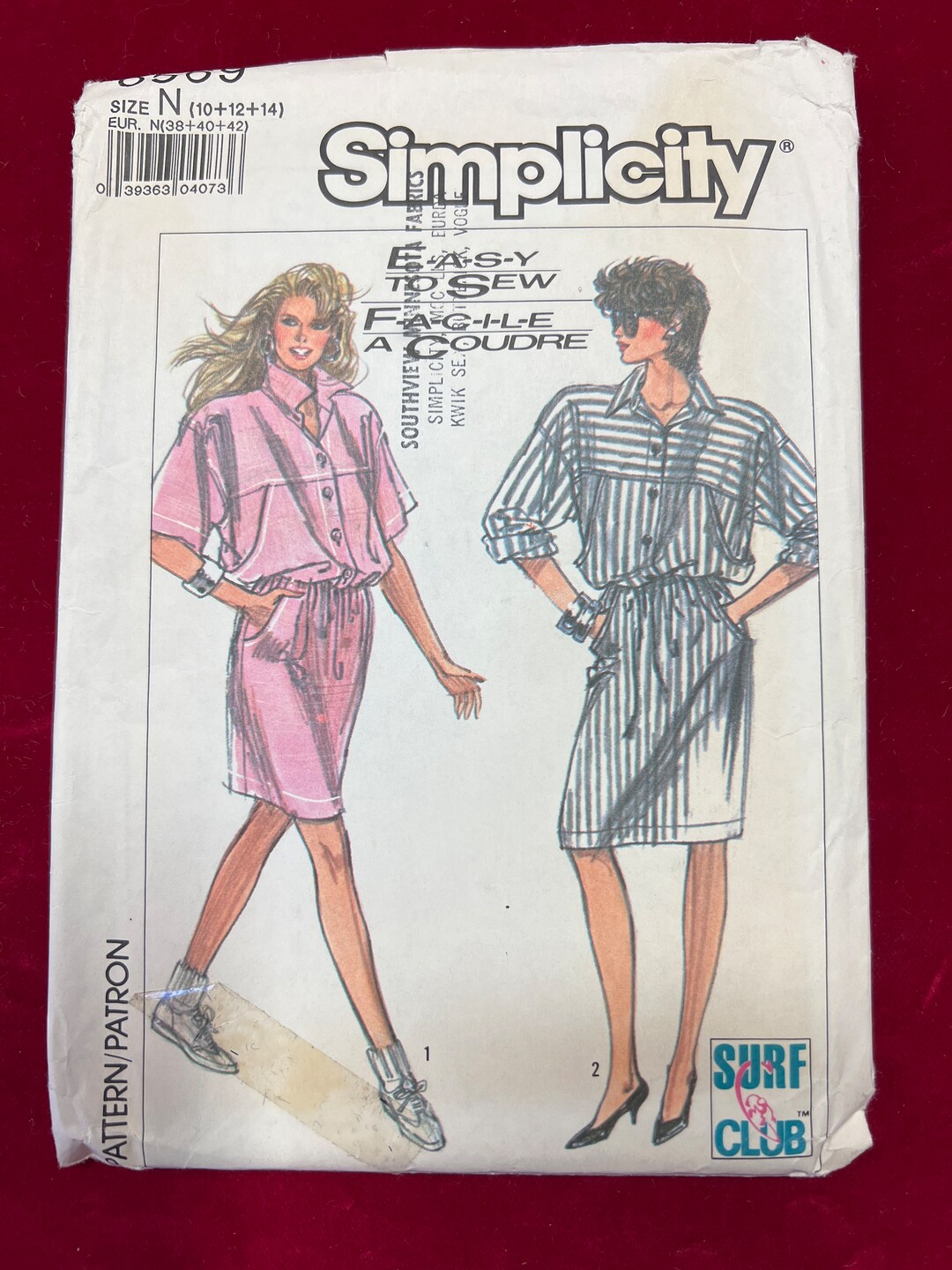 1988 Simplicity Sewing Pattern 8569 Misses SURF CLUB Blouson Short ...