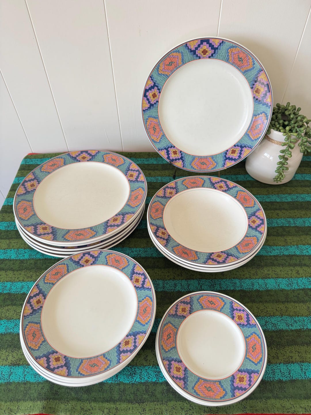 1994 Mikasa Intaglio "patagonia" Aztec Pattern CAC80 Stoneware Set of ...