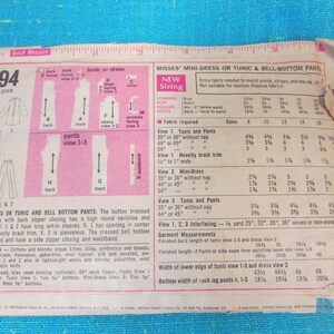 1968 Simplicity Sewing Pattern 7994 Misses Mini-dress or Tunic With ...
