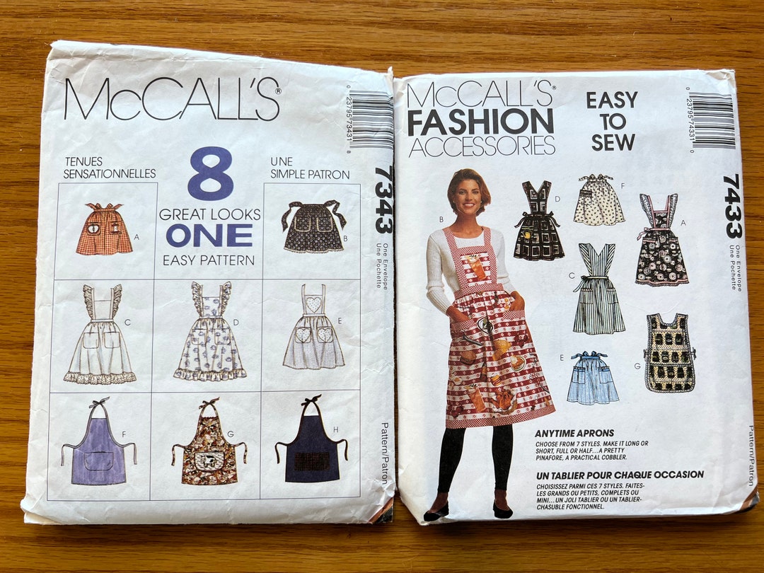 U CHOOSE Mccalls Apron Sewing Pattern 7433 or 7343 Misses 8 Styles of ...