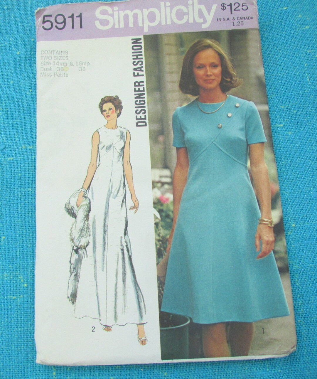 1973 Simplicity Sewing Pattern Designer Fashion 5911 Petite Short or ...