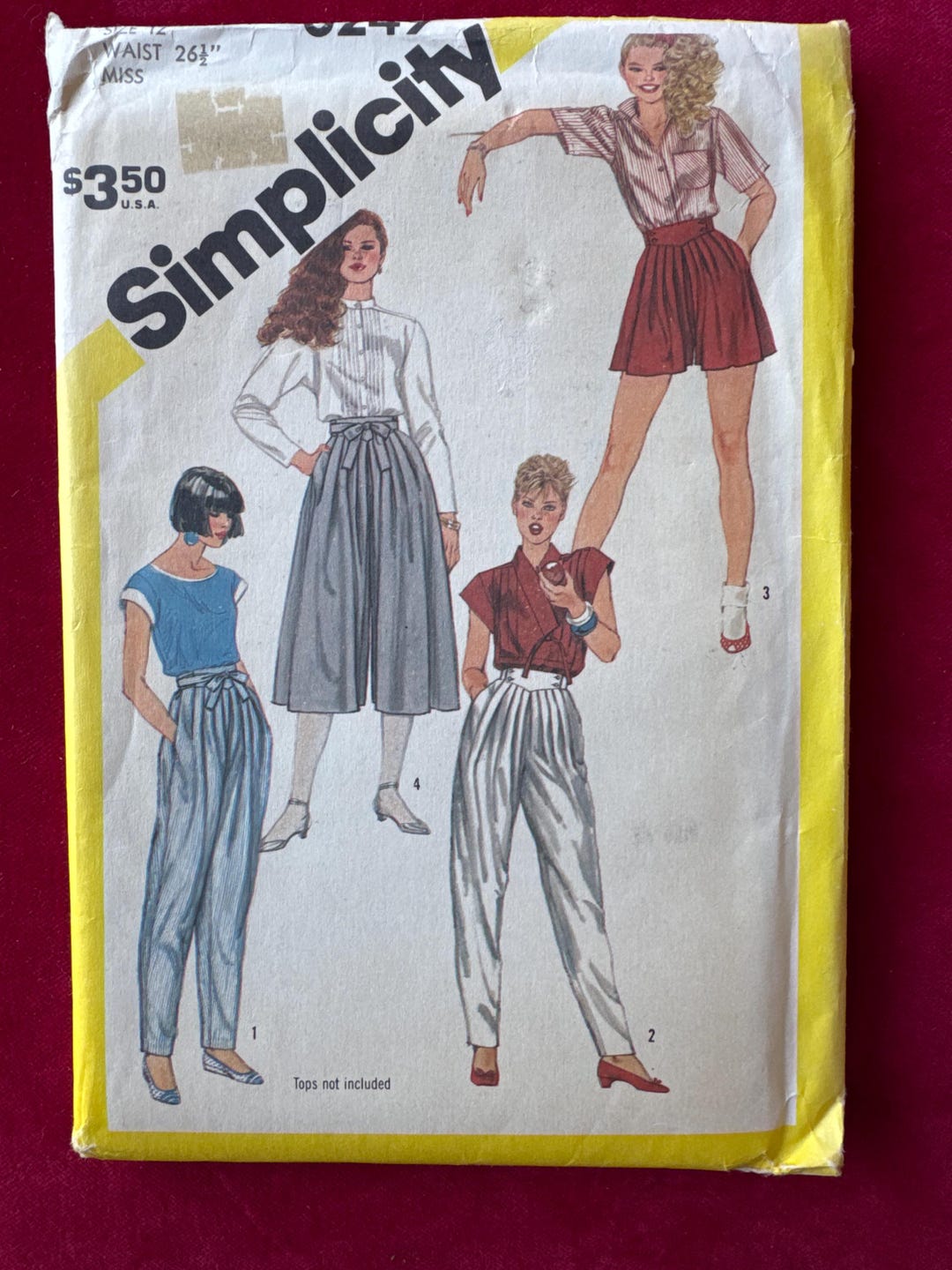 1983 Simplicity 6249 Sewing Pattern Misses Yoke Front Tapered Pants ...
