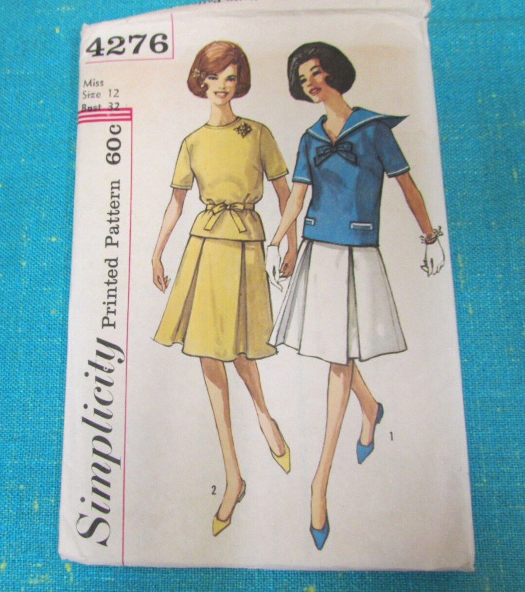 1960s Simplicity Sewing Pattern 4276 Misses Two Piece Dress With ...
