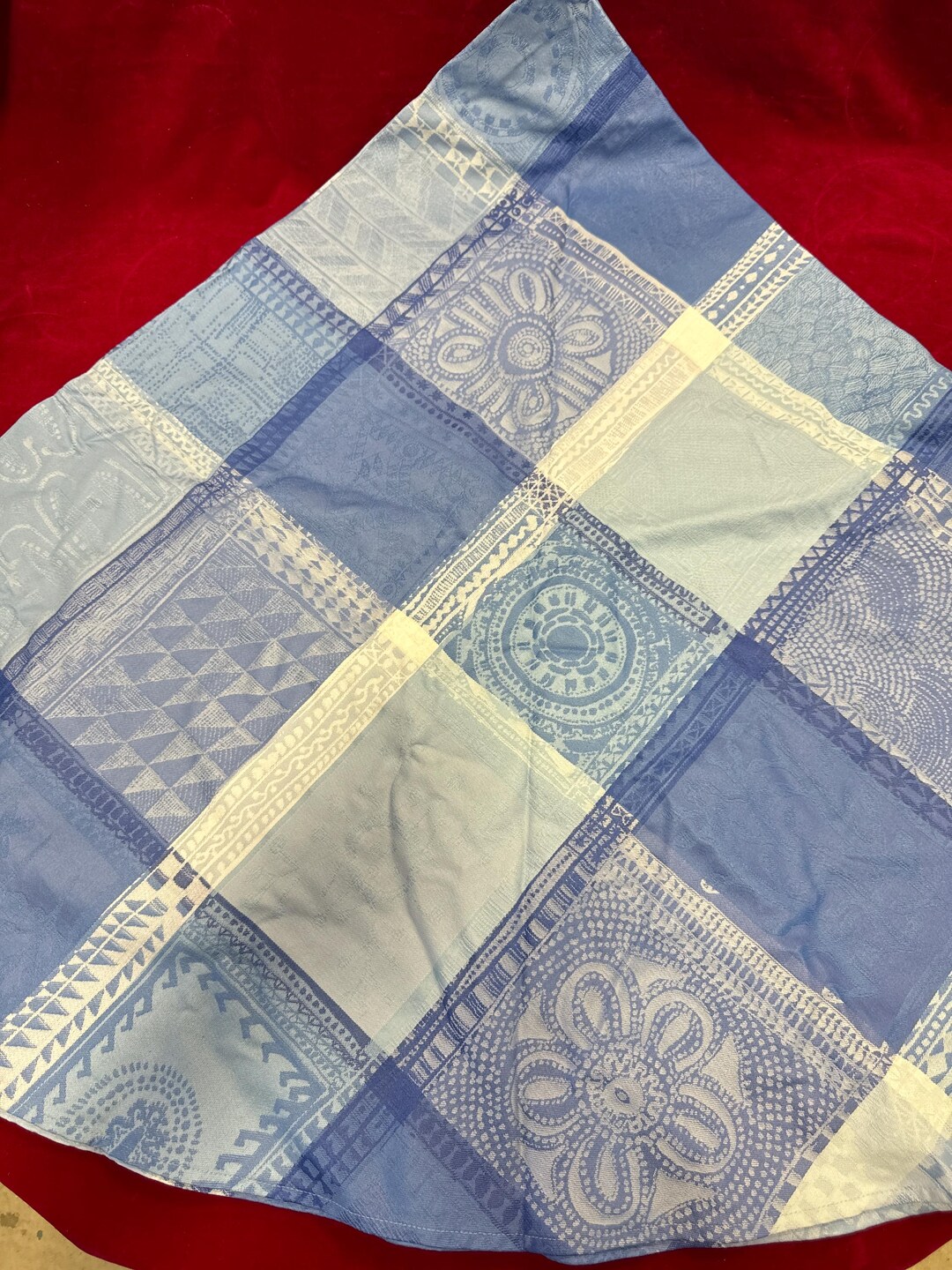 Garnier-thiebaut French Blue Plaid Round Outdoor Tablecloth With ...