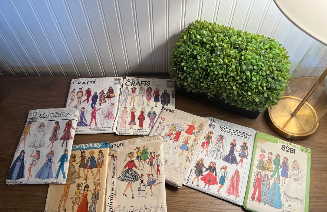Lot of 8 Barbie Doll Sewing Patterns for 11 1/2-12 1/2 Dolls Simplicity ...