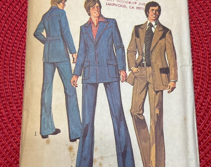 1974 Simplicity Sewing Pattern 6310 Men's Western Suit Jacket and Pants ...