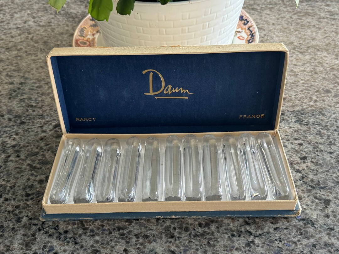 Vintage DAUM NANCY Box of 11 Crystal Knife Rests-formal Dinner Party ...