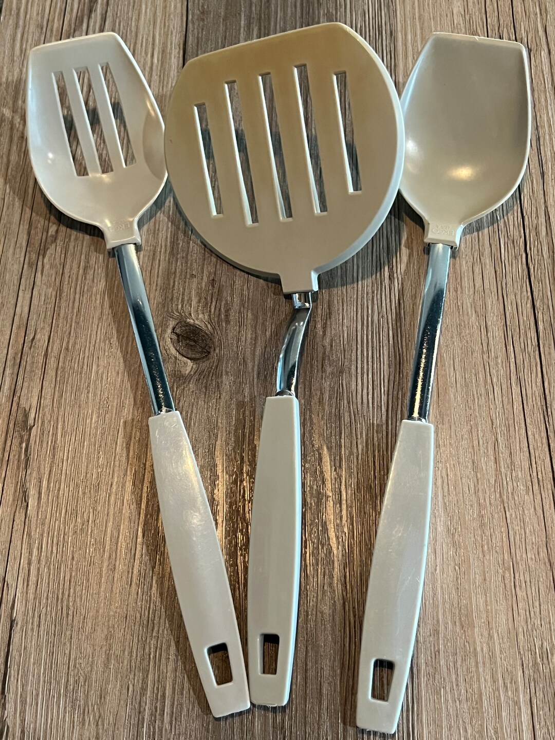 Vintage BONNY Lot of GRAY Plastic Kitchen Utensils Slotted Spoon, Solid ...