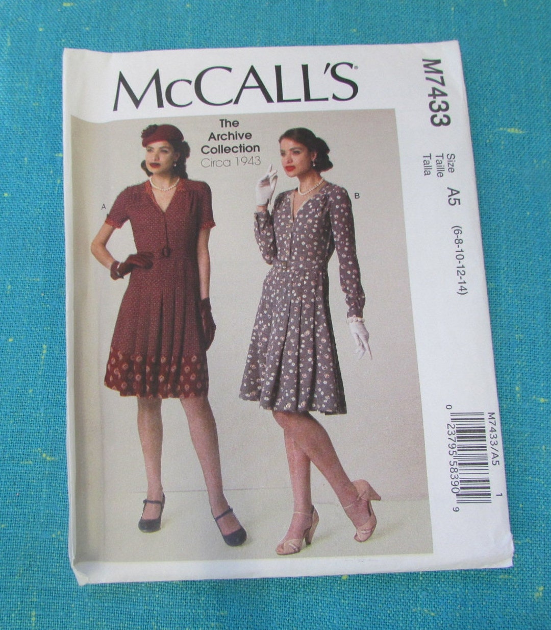 Mccalls Archive Collection Circa 1943 Sewing Pattern 7433 Misses ...