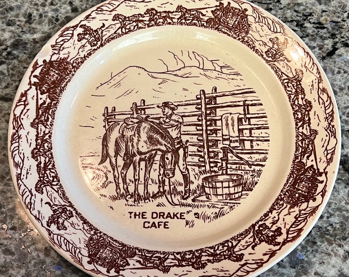 RARE Tepco Western Traveler Restaurant Ware 9” Plate for the Drake Cafe ...