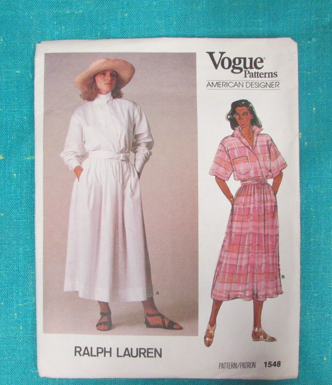 1985 Vogue Sewing Pattern 1548 RALPH LAUREN Misses Loose Fitting Top ...