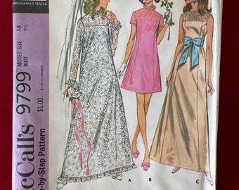 RARE 1971 Simplicity Sewing Pattern 9744 Misses Boho Scoop Neck Long or ...