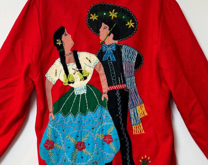 1940s Mexican Souvenir Jacket Red Wool Embroidered Mexican Jacket by ...
