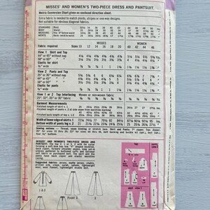 1974 Simplicity Sewing Pattern 6507 Misses V Neck Bow Front Top, Skirt ...
