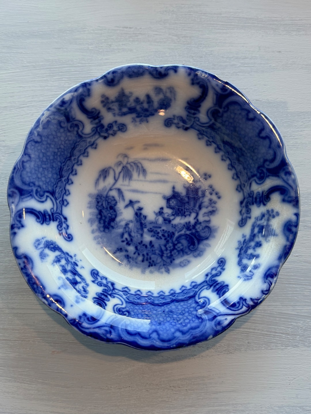 Antique Geisha Large Flow Blue Bowl Flow Blue China Bowl 10” Upper ...