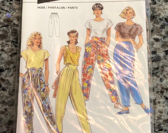 1980's Burda Sewing Pattern 5157 Misses V Yoke Pleated Full Pants Size ...