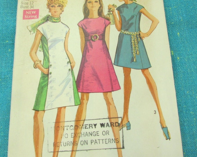 RARE 1969 Simplicity Sewing Pattern 8242 Misses Sleeveless, Collarless ...