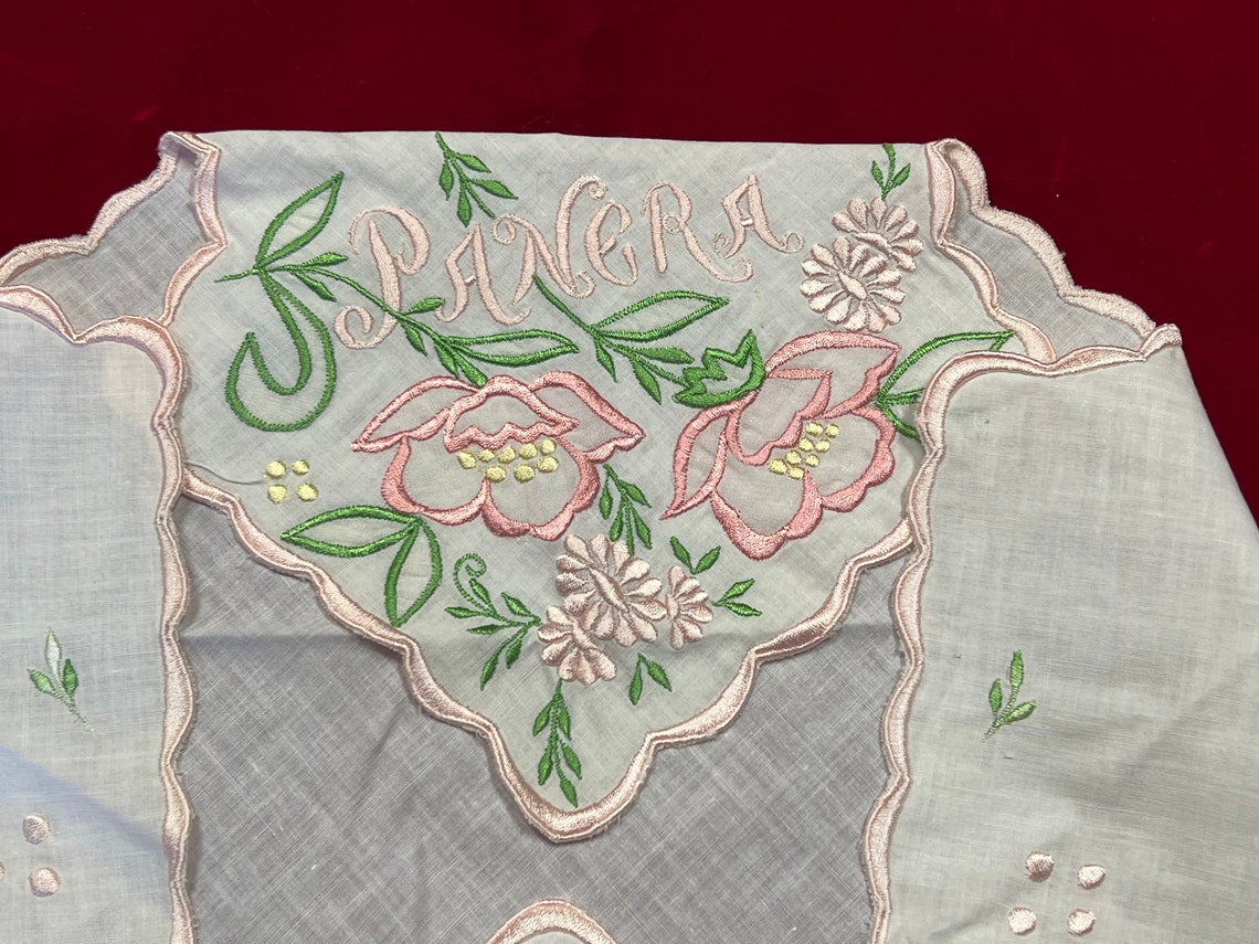 Vintage Pink Embroidered panera Bread Biscuit - Etsy