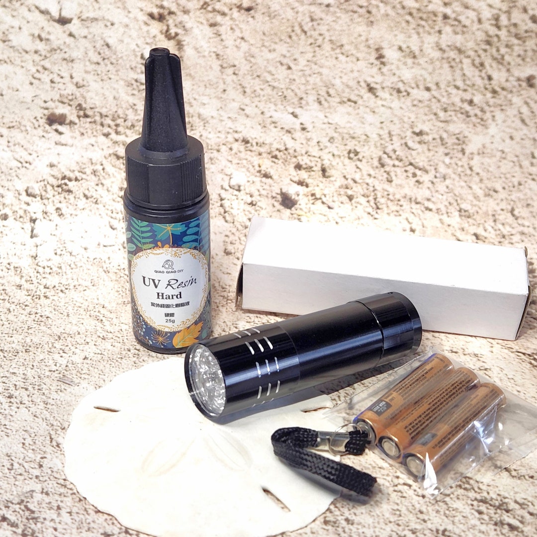 UV Resin Kit - Beginner Resin Set - UV Resin and Uv Light - 25g Clear ...