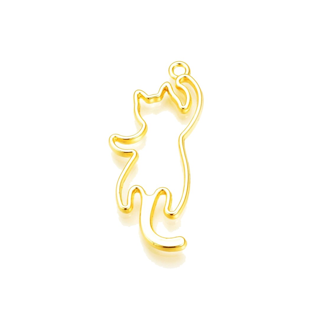 Gold Sitting Cat Open Back Bezel: Resin Jewelry Pendants - Etsy
