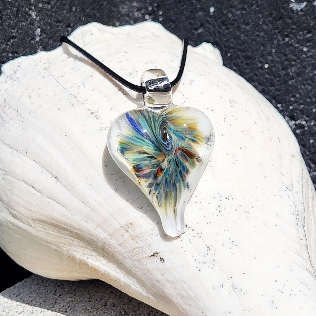 Handcrafted Blown Glass Pendant: Unique Trippy Design, Perfect Gift for ...