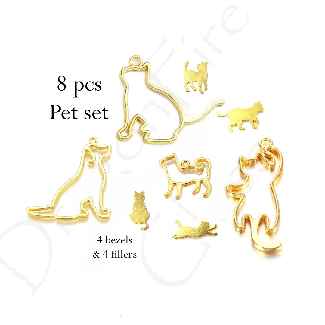 Gold Pet Resin Bezels: Cat & Dog Pendants, DIY Jewelry Making - Etsy