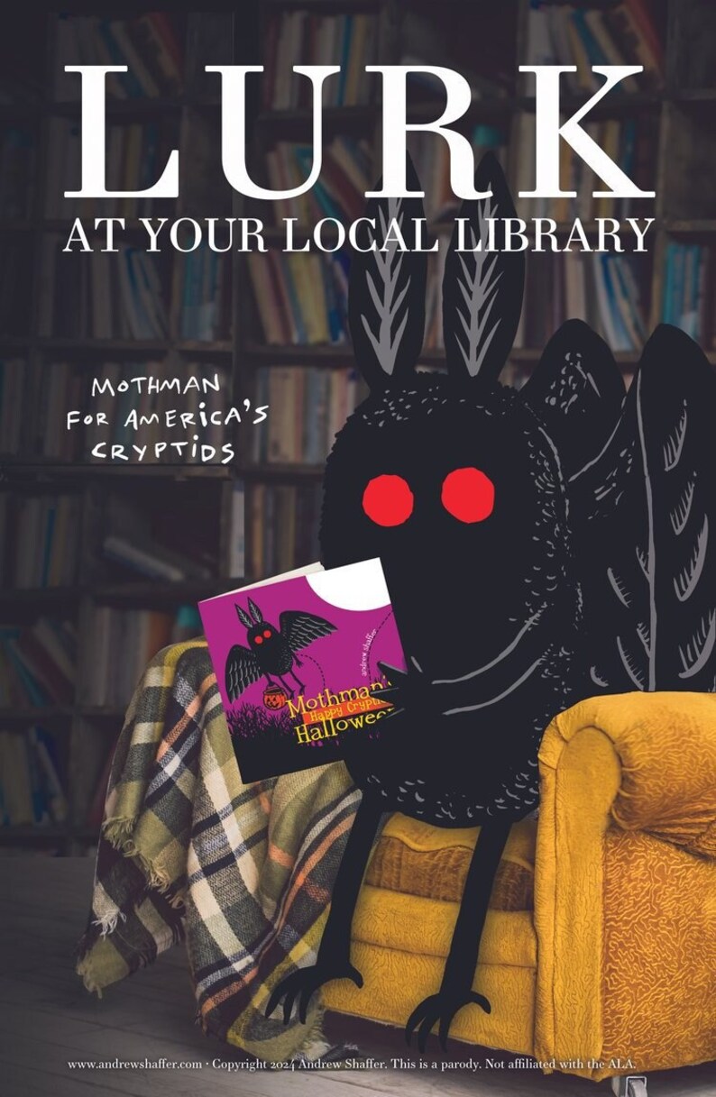 Mothman LURK Library Poster Parody - Etsy