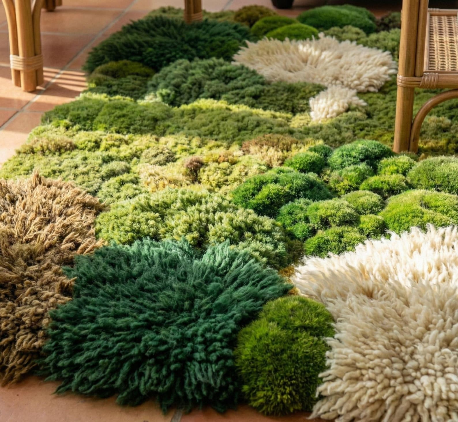 Hand-tufted Moss Texture Wool Rug | 3D Organic Nature Inspired Area Rug ...