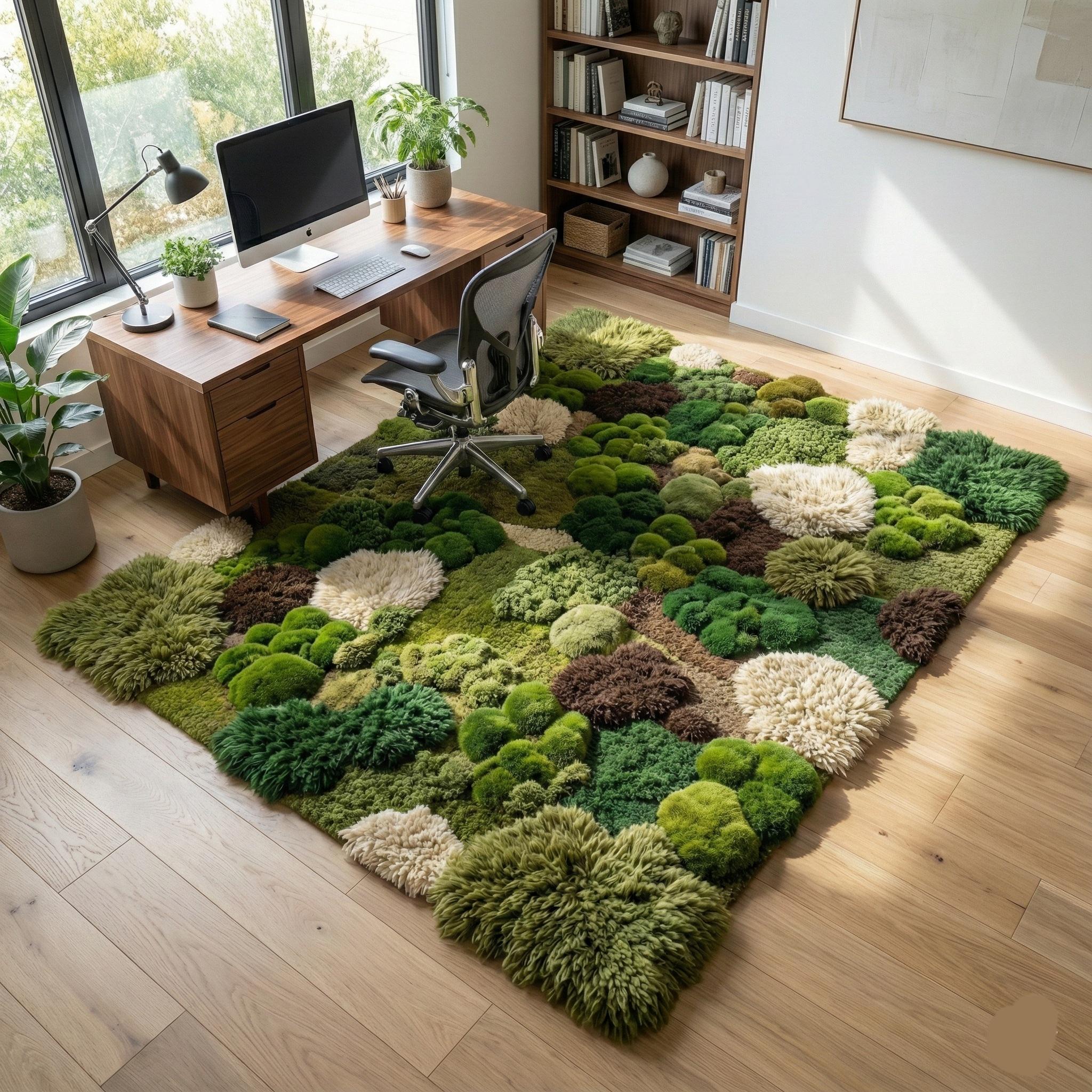 Hand-tufted Moss Texture Wool Rug | 3D Organic Nature Inspired Area Rug ...