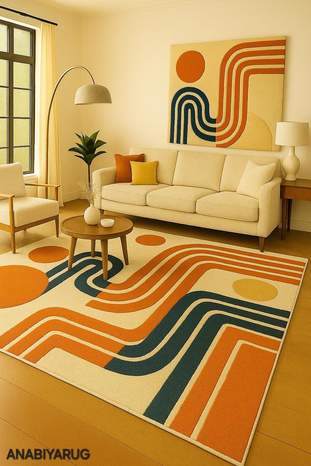 The Hand-tufted Modern Geometric Waves Rug | Multicolored Abstract Area ...