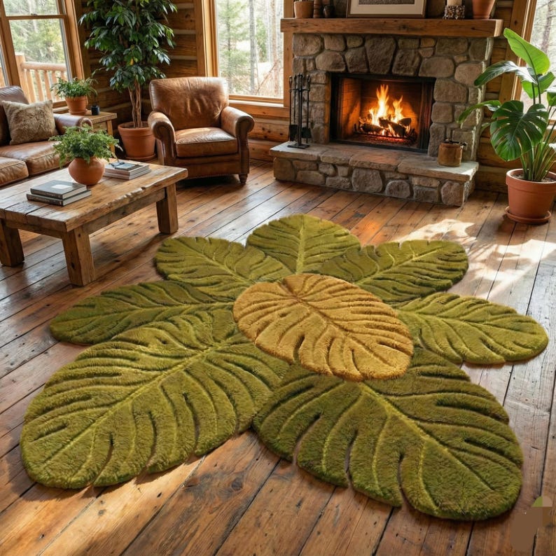 Hand-tufted Floral Leaf Rug | Large Flower Shaped Wool Area Rug ...