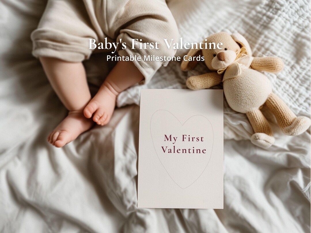 Baby's First Valentine Printable Cards | Boho Valentine Milestone ...
