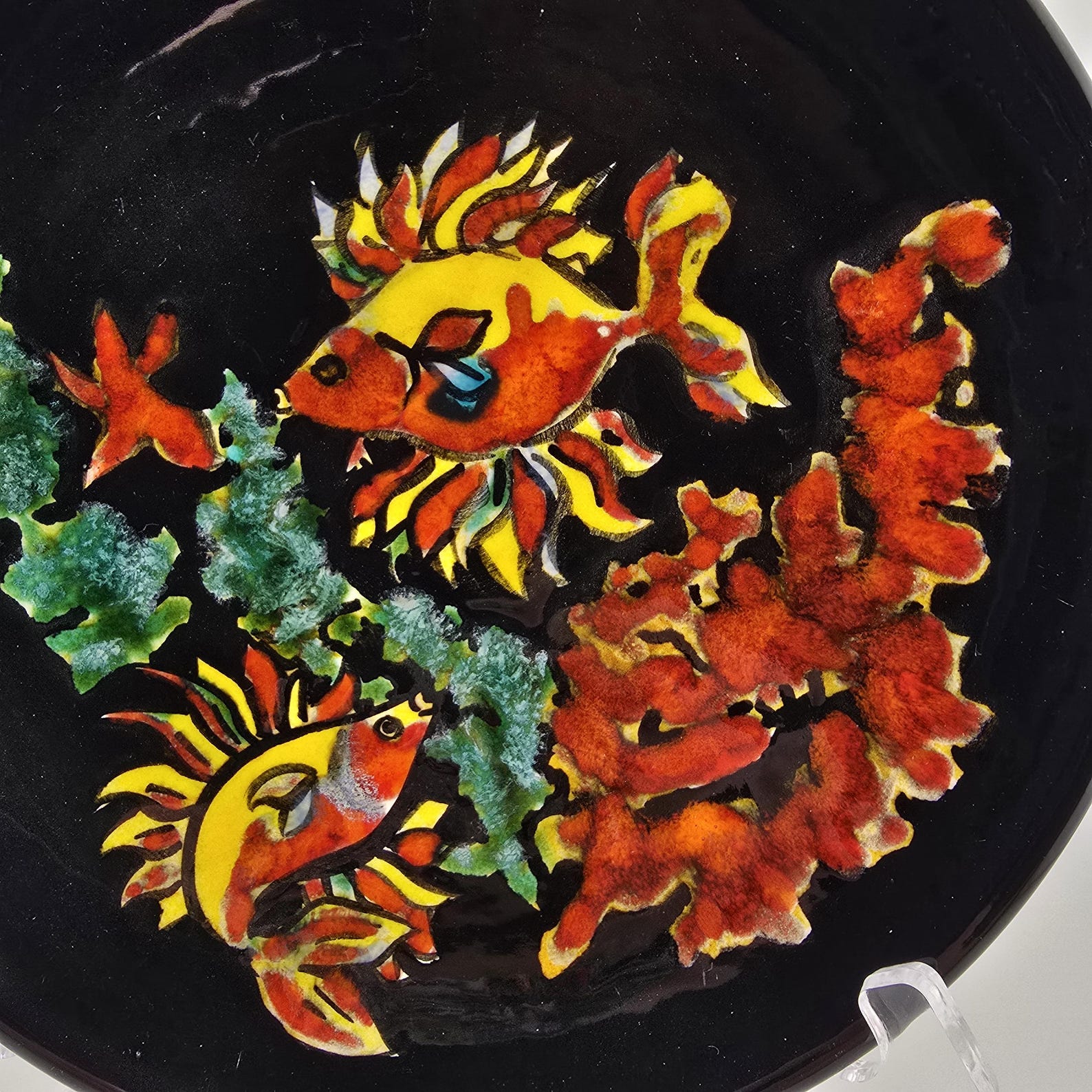 Signed Youen Black Plate Set: Mid-century French Fish Art, 1950s - Etsy