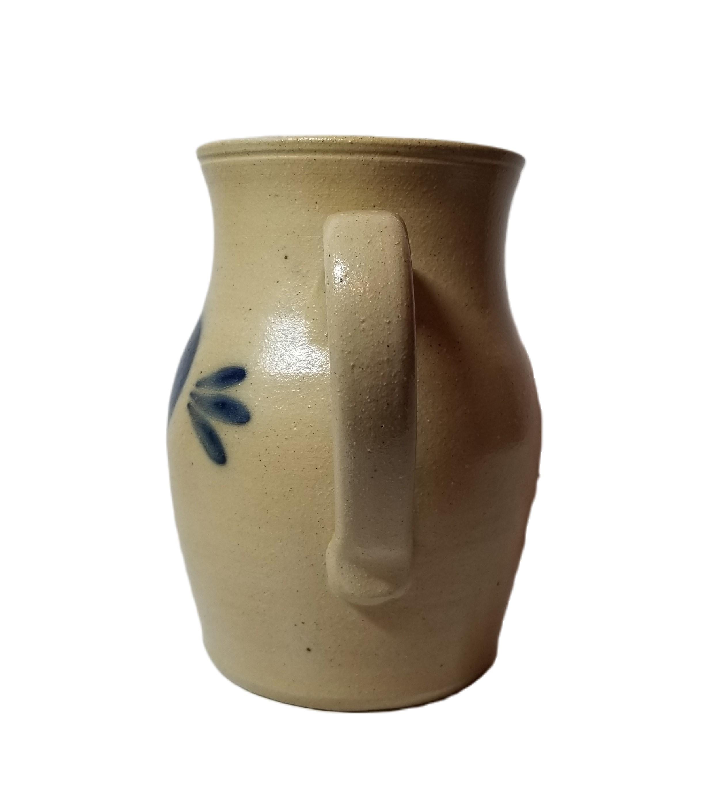 Vintage 1995 Conner Prairie Salt Glaze Pottery Pinch Pitcher Blue Heart ...