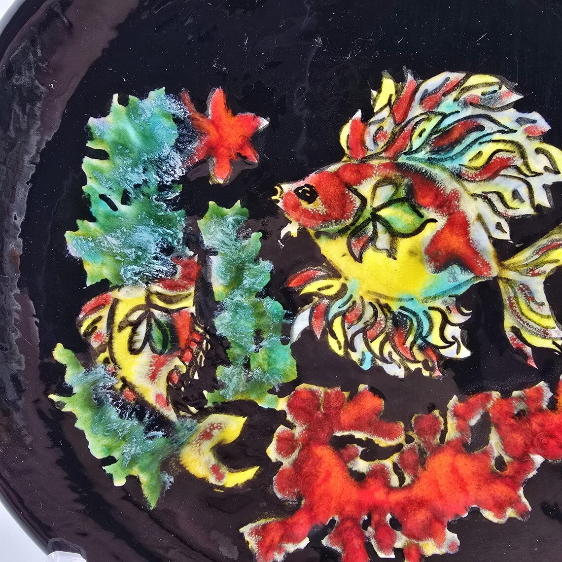Signed Youen Black Plate Set: Mid-century French Fish Art, 1950s - Etsy