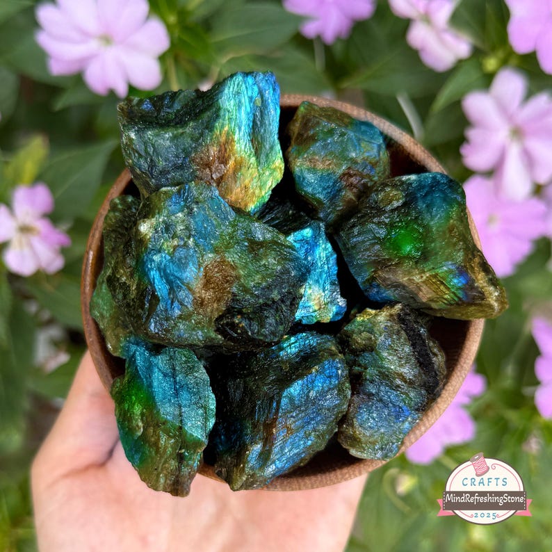 2PCS Raw Labradorite Stone Chunk: High Flash Rainbow Crystal, Healing ...