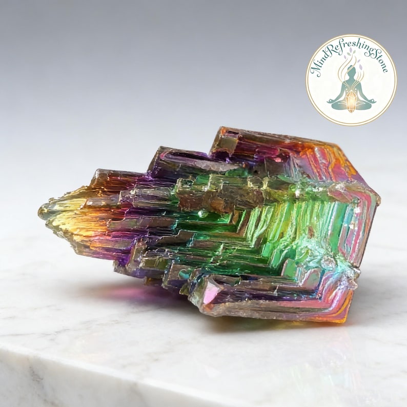 Rainbow Aura Bismuth Pyramid Cluster – Magical Geometry for Sacral ...