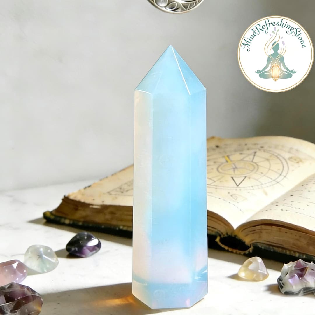Hand-polished Opalite Crystal Tower, Gemstone Obelisk, Home Decor - Etsy