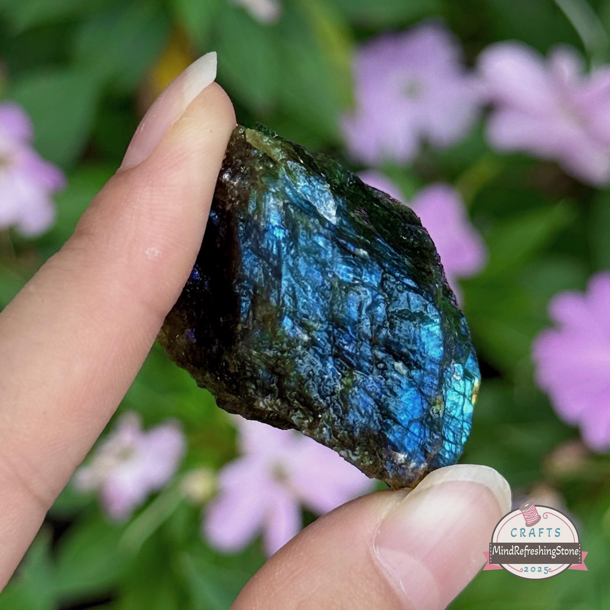 2PCS Raw Labradorite Stone Chunk: High Flash Rainbow Crystal, Healing ...