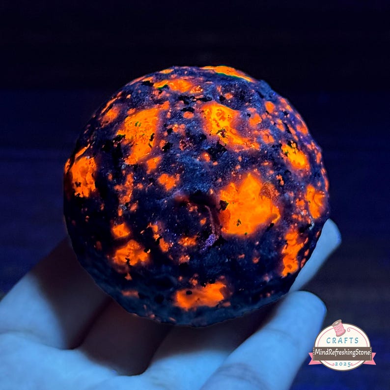 Yooperlite Moon Sphere: UV Reactive Crystal Ball, Mineral Specimen ...