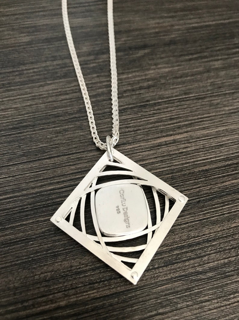 Geometric Square Necklace/quadratic Silver Necklace/dimensional ...